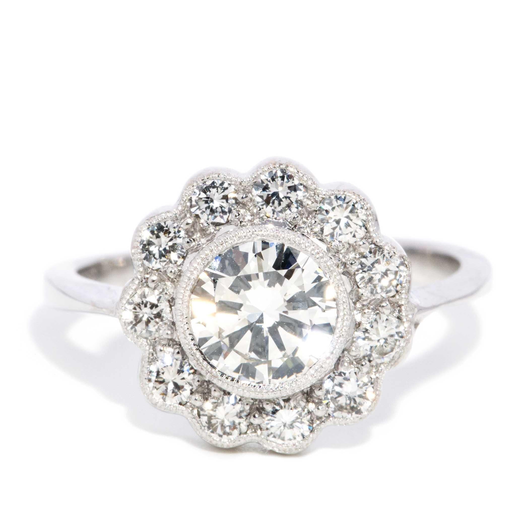 Contemporary Diamond Flower Cluster Ring 18 Carat White Gold – Imperial ...