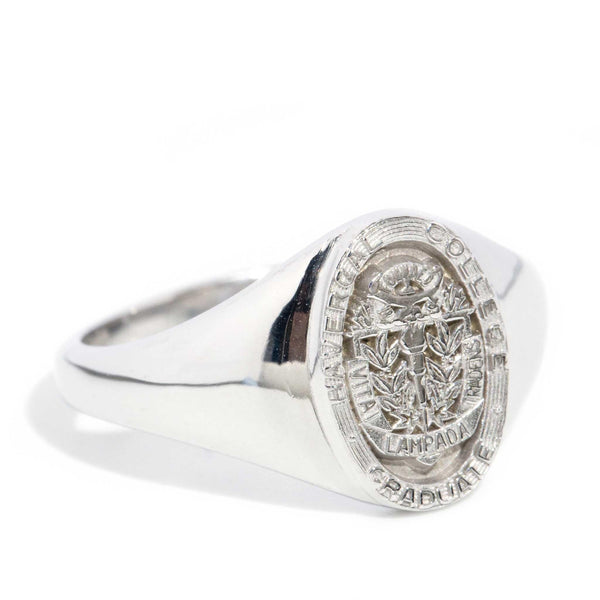 Contemporary Graduation Style Signet Ring 9 Carat White Gold – Imperial ...