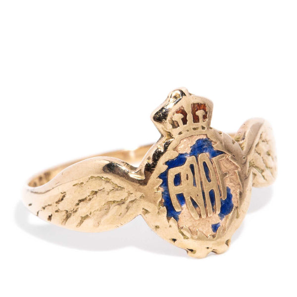 Vintage 1940 RAAF Enamel Signet Ring 9 Carat Yellow Gold – Imperial ...