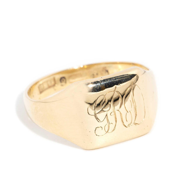 Vintage 1935 Hallmarked & Initialed Signet Ring 9 Carat Yellow Gold ...