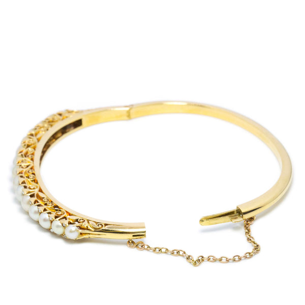 Vintage Circa 1930s Seed Pearl Diamond Bangle 14 Carat Gold – Imperial ...